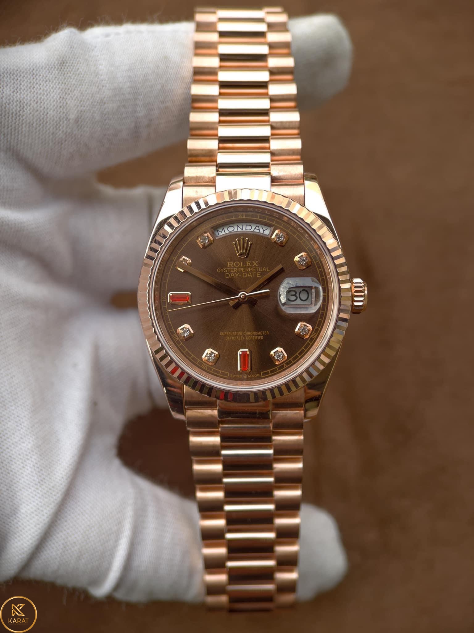 ROLEX DAY-DATE 36 128235-0037 VÀNG HỒNG 18k